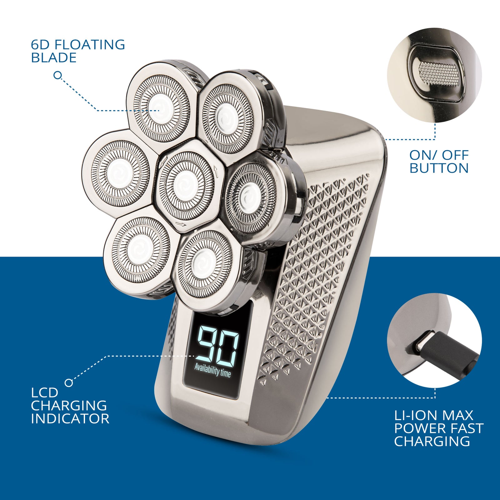 AW 7D Head Shavers for Bald Men, Anti-Pinch Electric Razor for Men, 5 ...